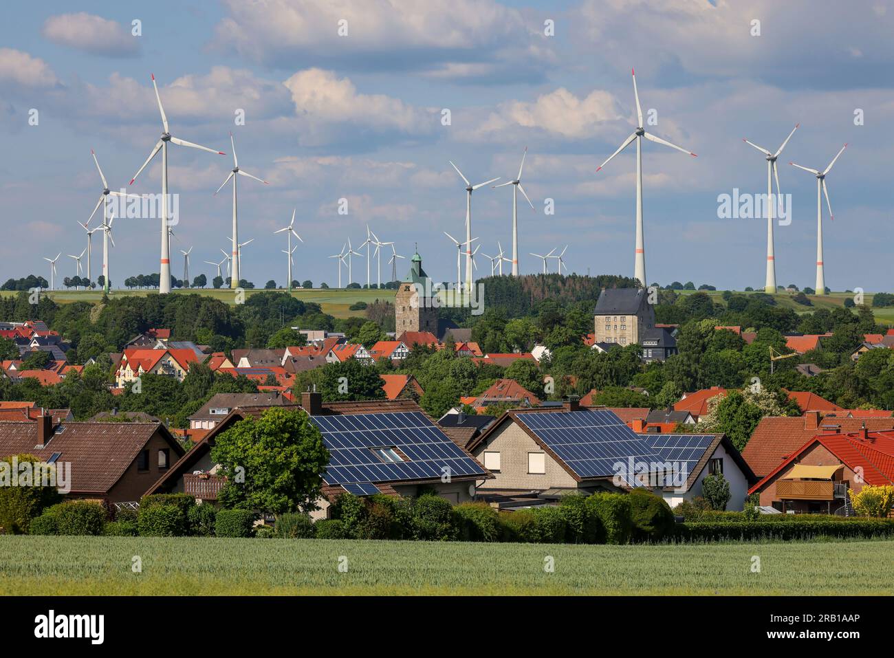 Lichtenau, North Rhine-Westphalia, Germany - Wind farm at the village ...