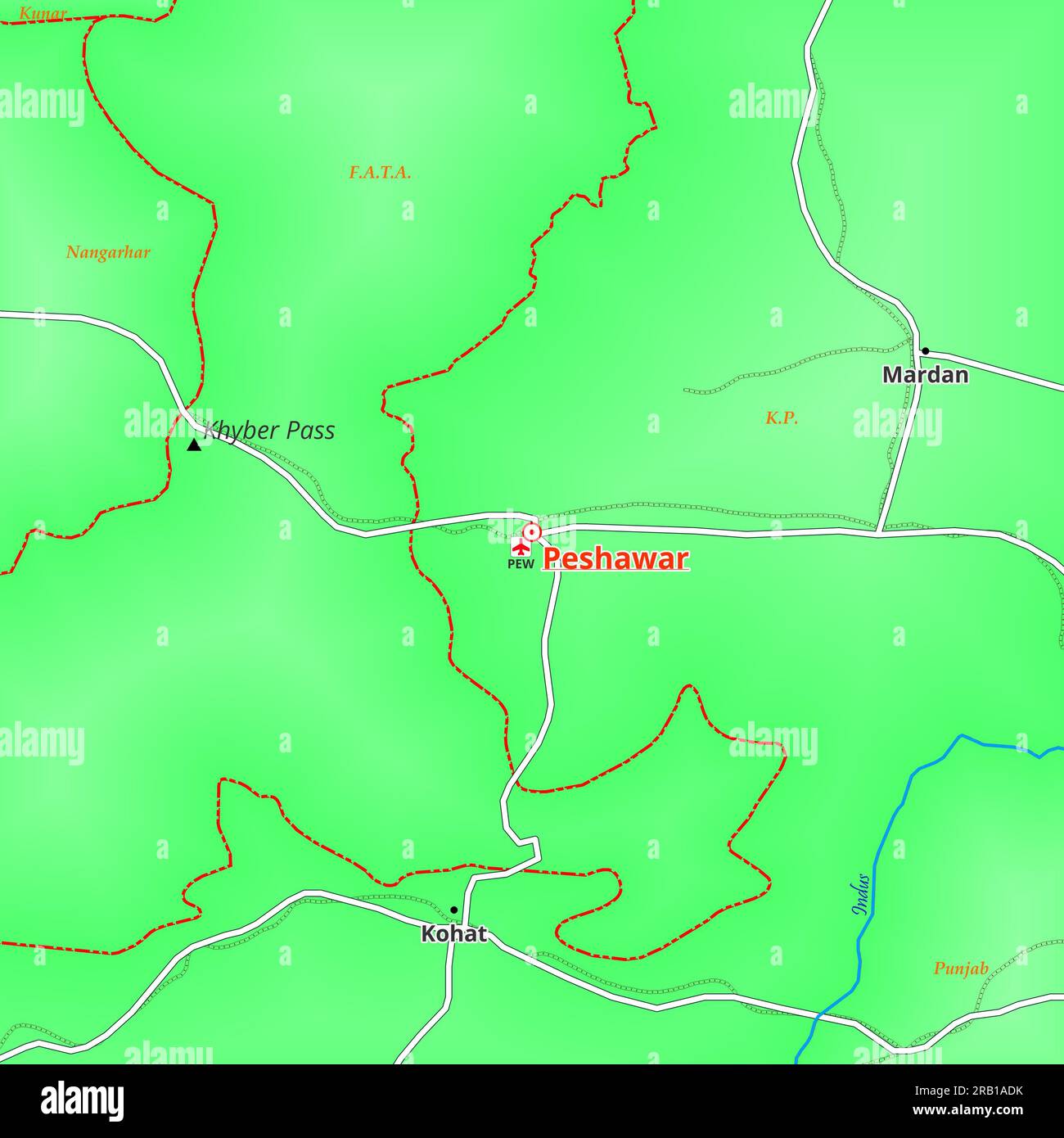 Map of Peshawar City in Pakistan Stock Photo - Alamy