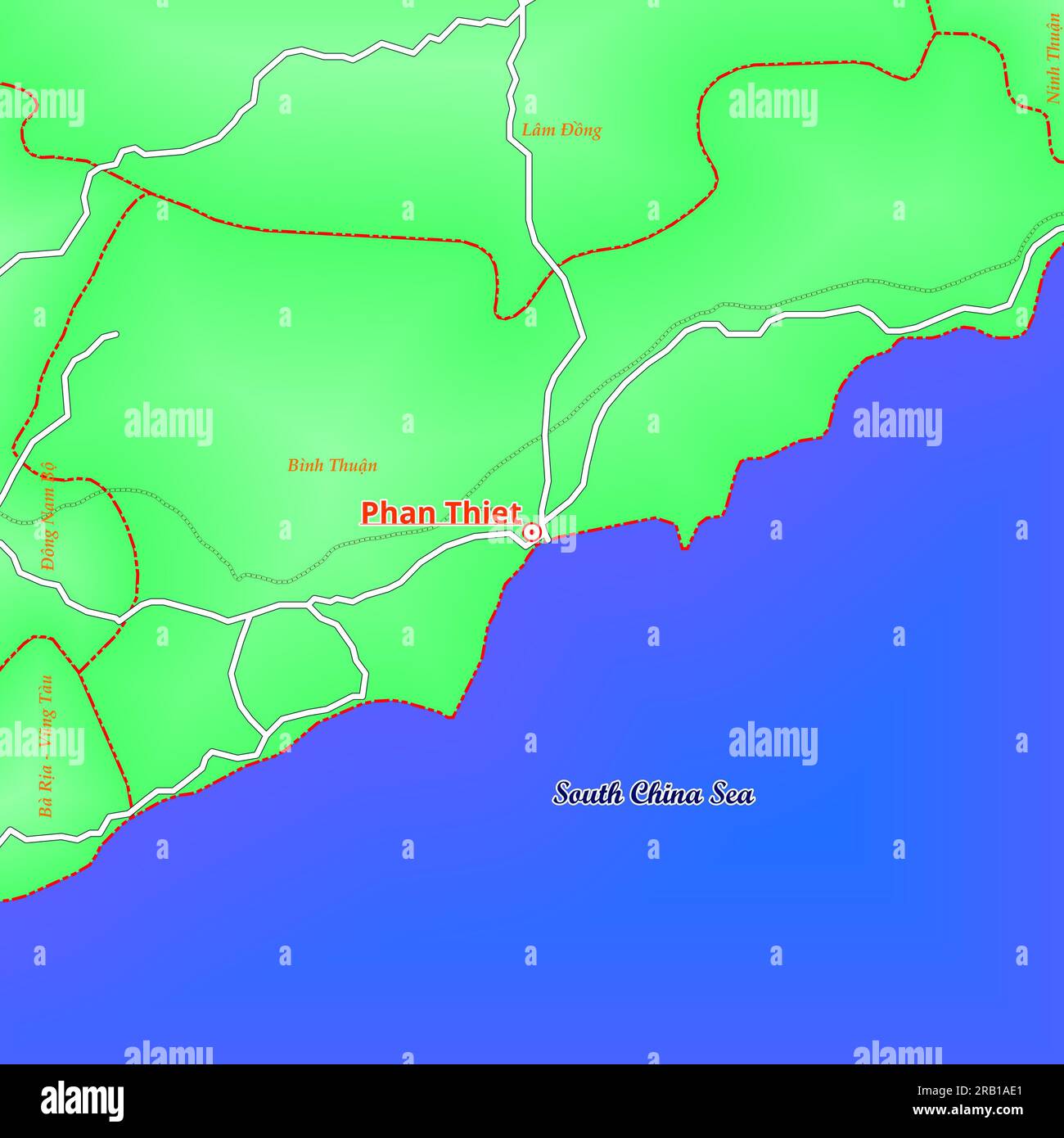 Map of Phan Thiet City in Vietnam Stock Photo - Alamy