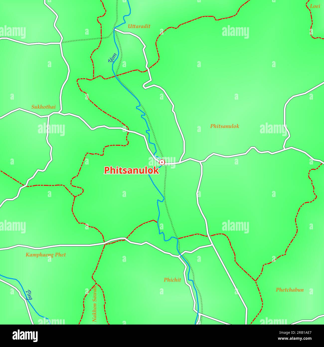 Map of Phitsanulok City in Thailand Stock Photo - Alamy