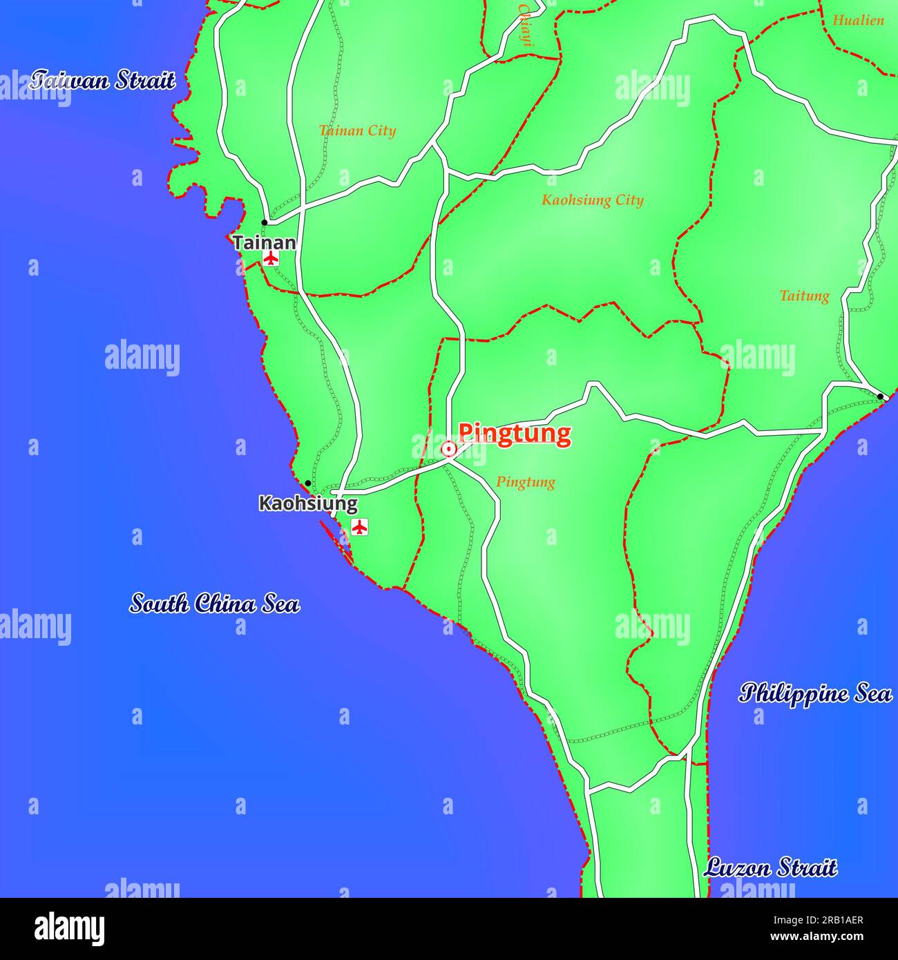Map of Pingtung City in Taiwan Stock Photo - Alamy