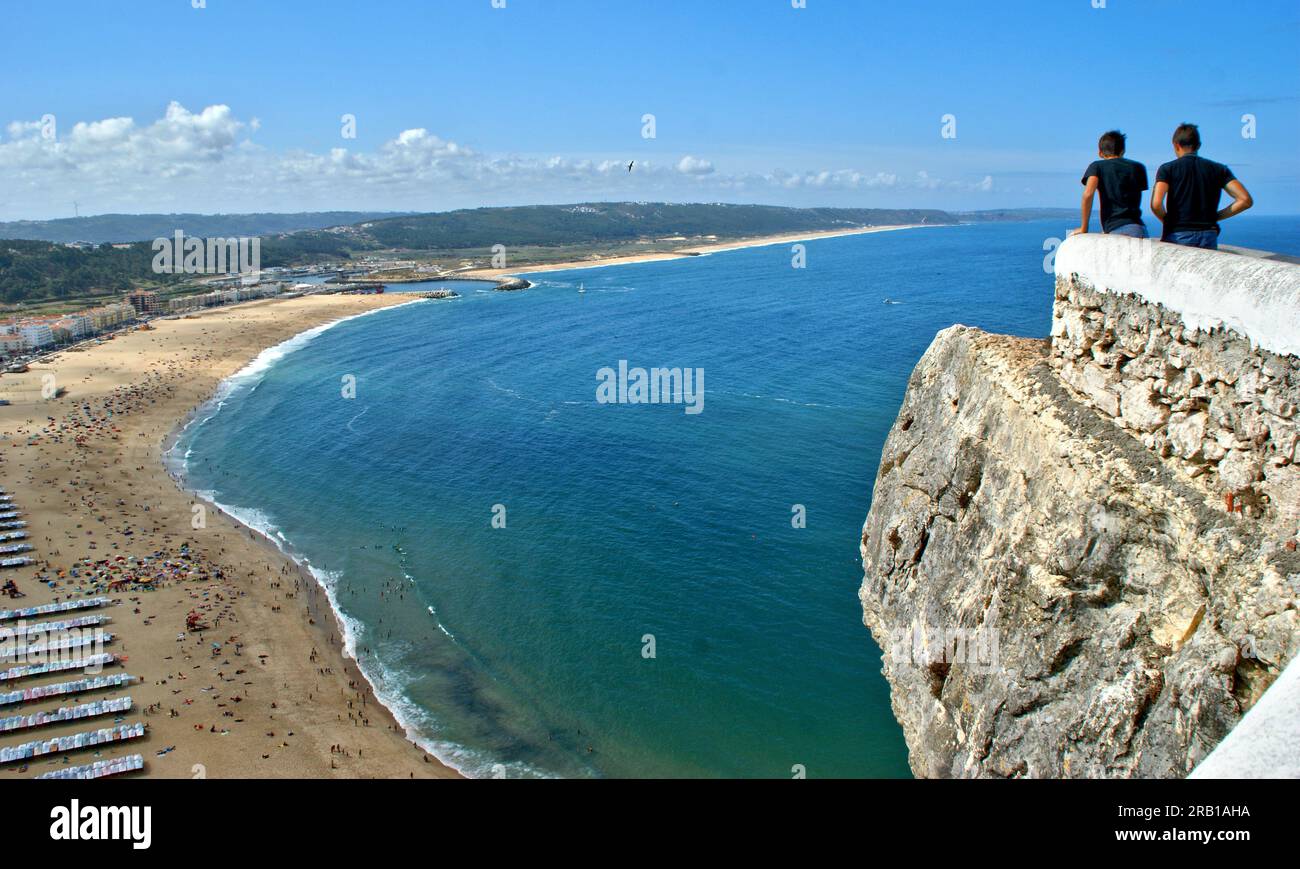 Nazare beach seen from Sitio viewpoint in Portugal Stock Photo - Alamy