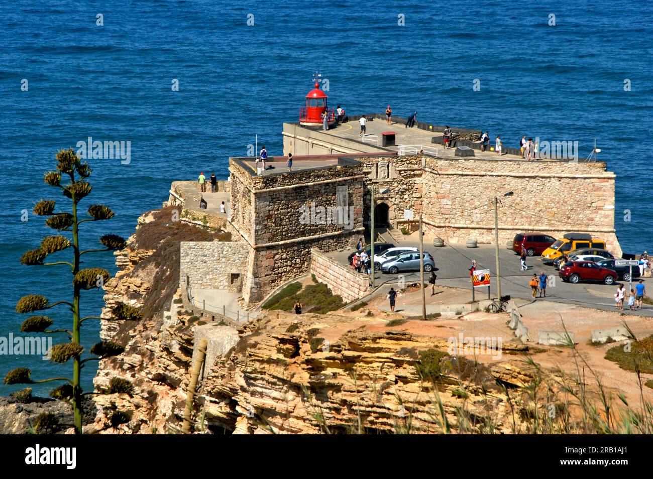 Sao Miguel fortress (lighthouse) in Nazare, Portugal Stock Photo - Alamy