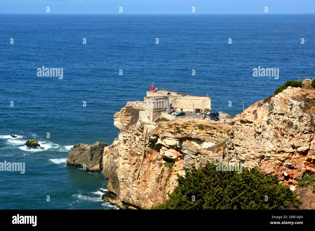 Sao Miguel fortress (lighthouse) in Nazare, Portugal Stock Photo - Alamy