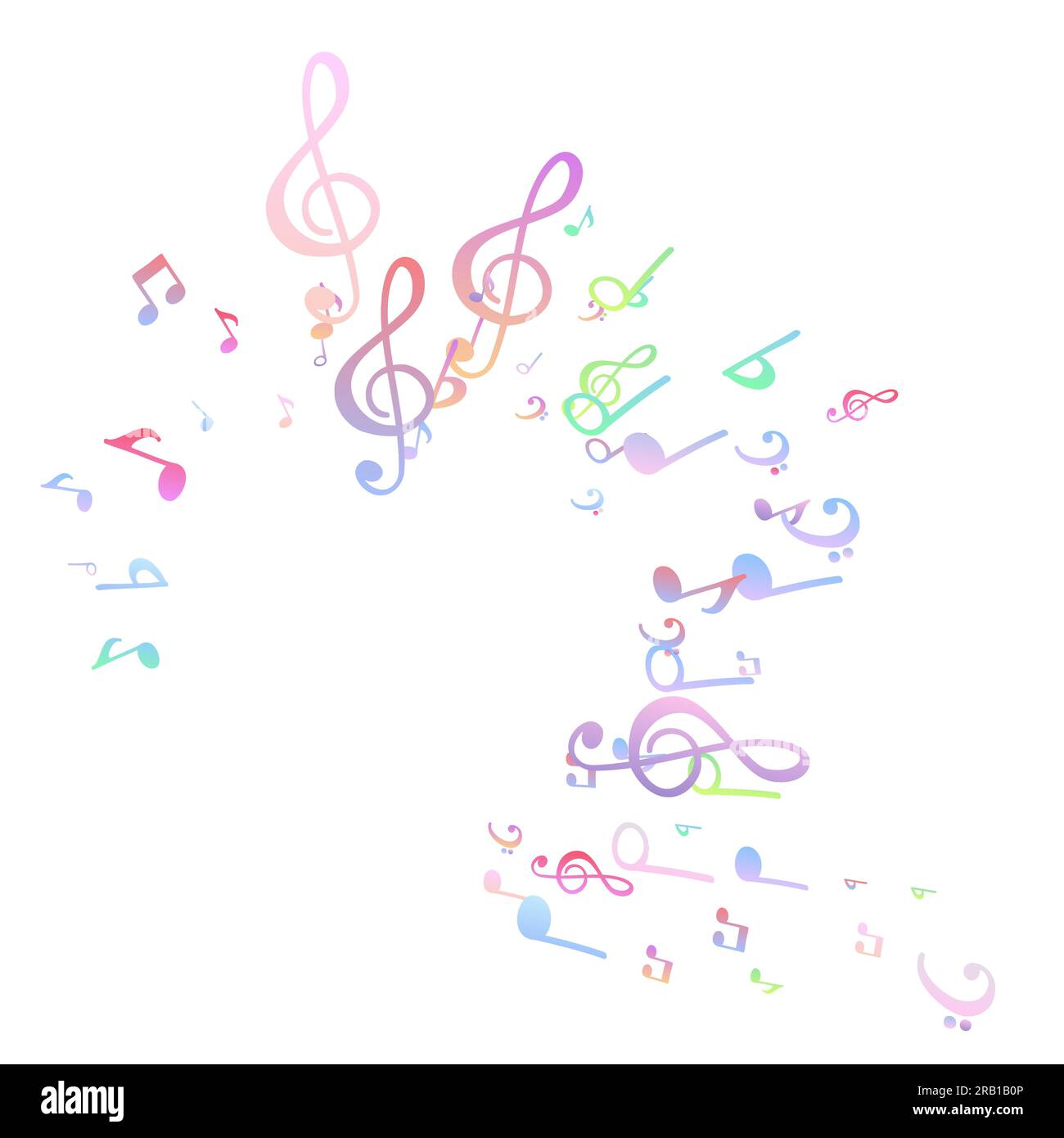 Wavy pattern of flying musical notes. Musical symbols for banner of ...