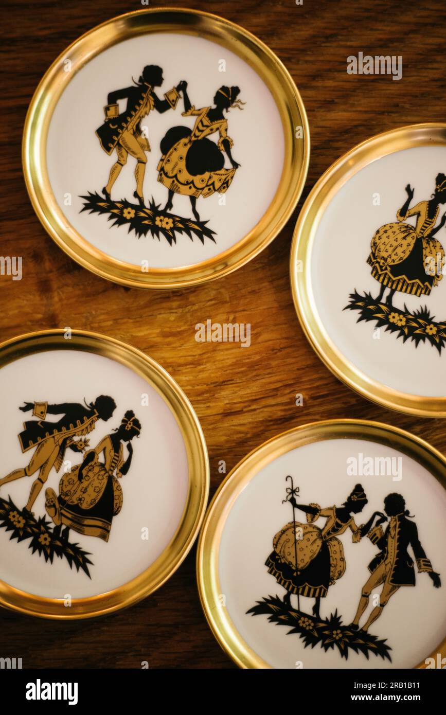 Old fashioned coasters with baroque motifs Stock Photo - Alamy