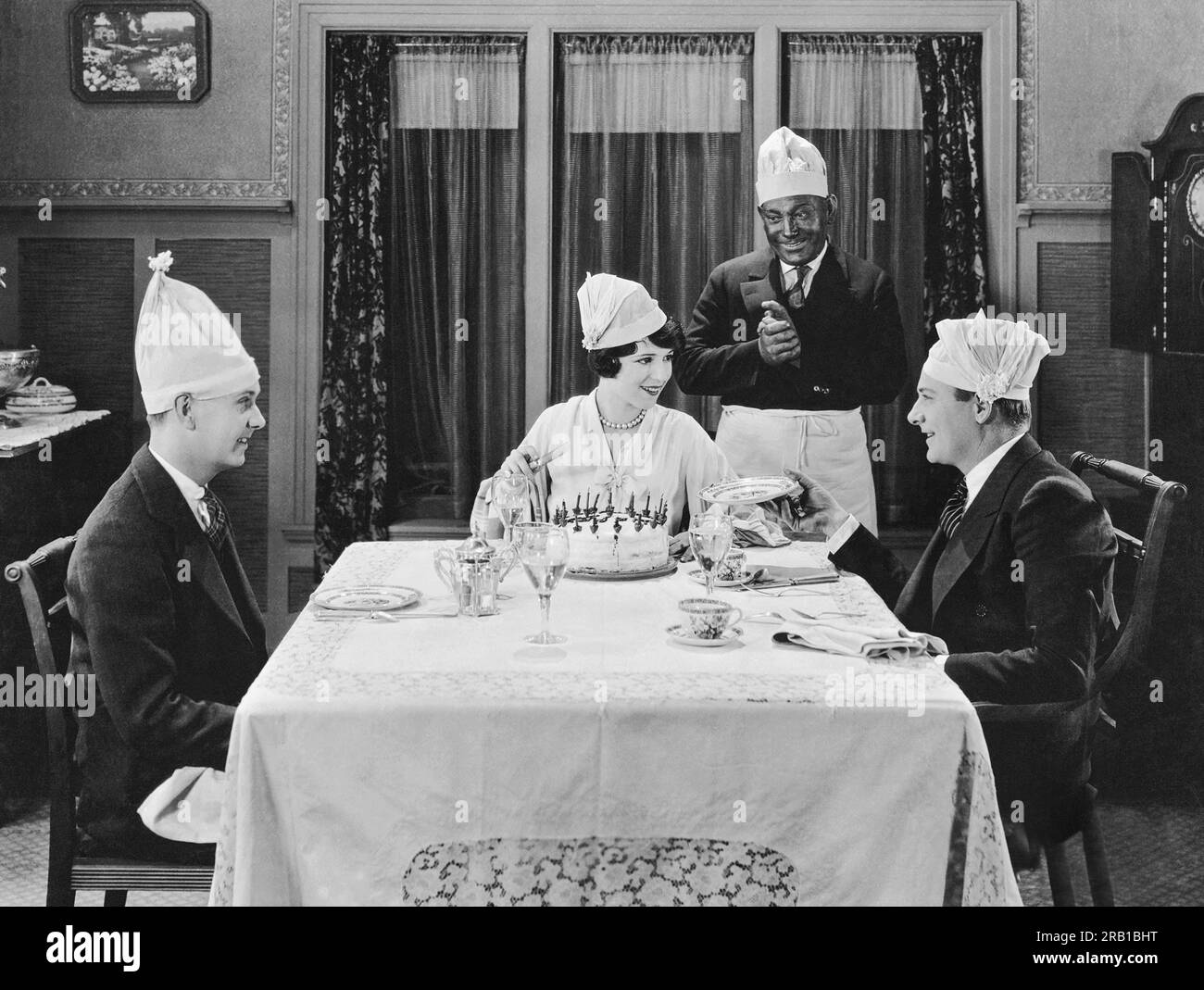Hollywood, California: c. 1924 A birthday scene from a rather strange ...