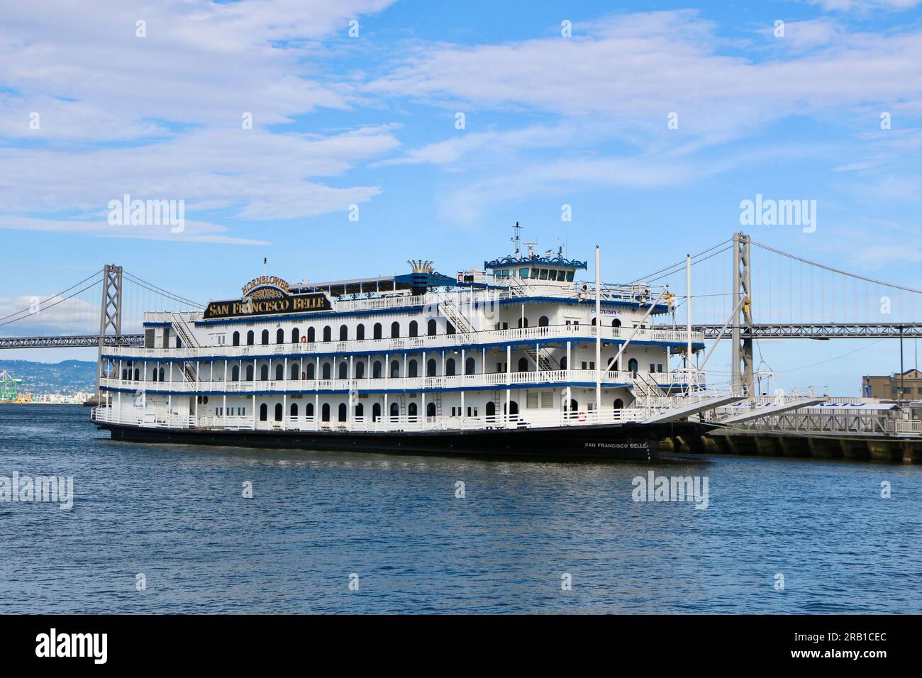 Paddle steamer San Francisco Belle at it's Pier 3 mooring with the San ...