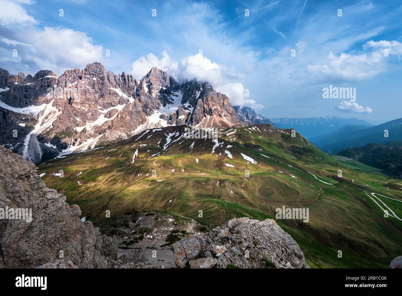 Pale di san martino mountain group on rolle pass europe hi-res stock ...