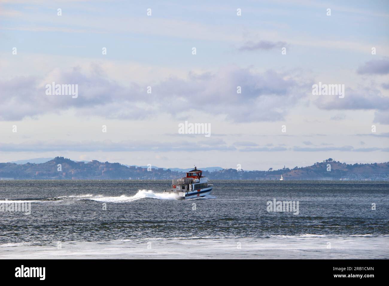 Treasure Island to San Francisco Ferry Building fast moving double ...