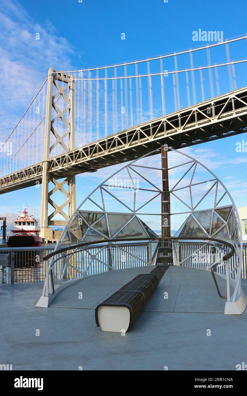 Bow sculpture on an overlook platform for floating fire station 35 with ...