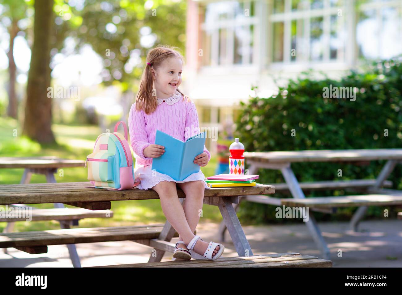Child going back to school. Start of new school year after summer ...