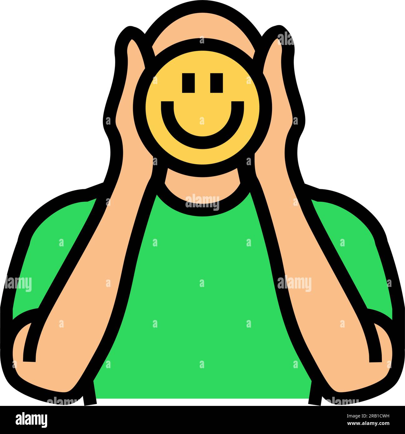 man holding smiley smiling color icon vector illustration Stock Vector ...