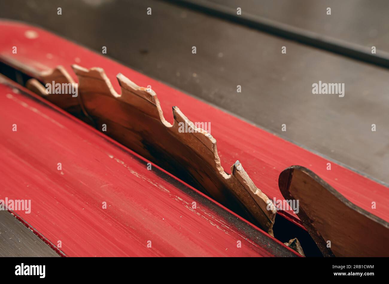 Sharp circular blade for cutting wooden boards. Cutting machine close ...