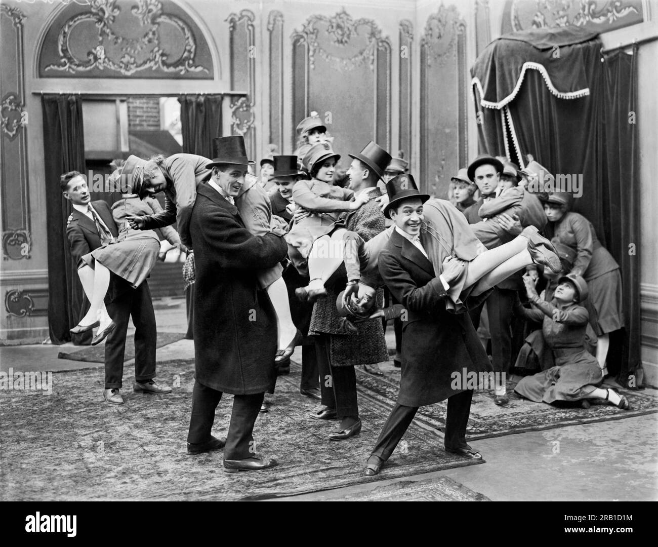 Hollywood, California: c. 1918. A film still from an early silent movie ...