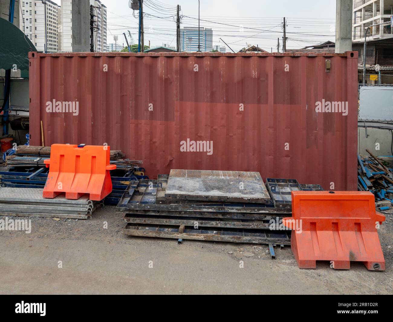 The old container for temporary storage of the equipment used in ...