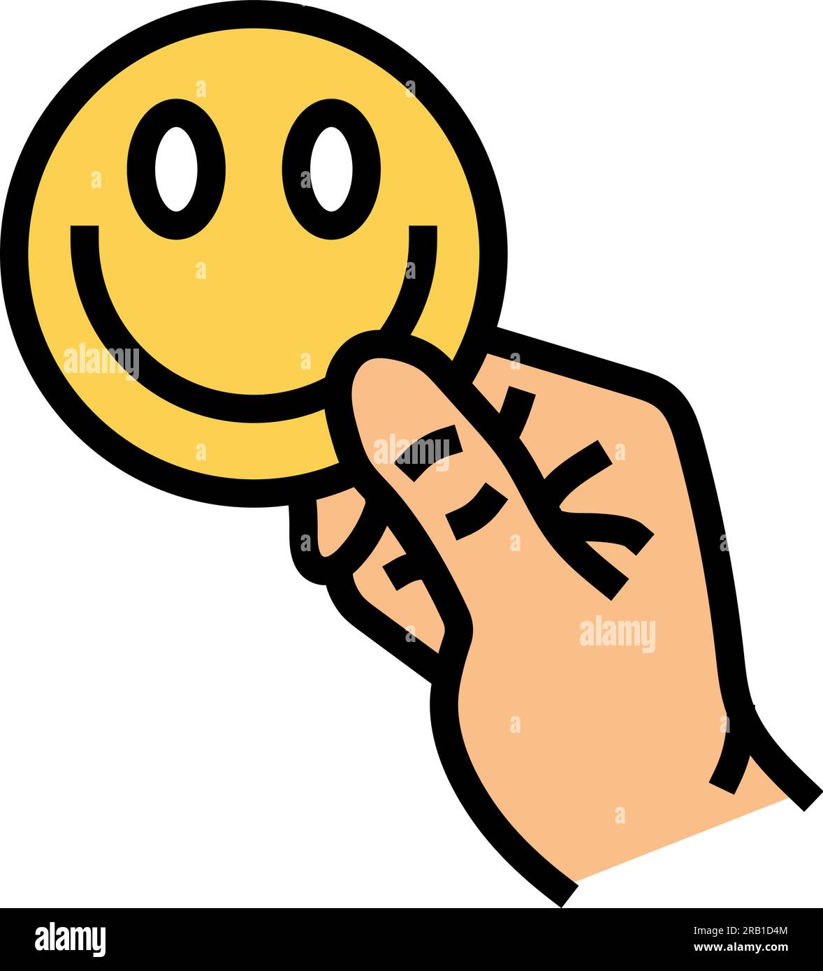 hand holding smiley color icon vector illustration Stock Vector Image ...