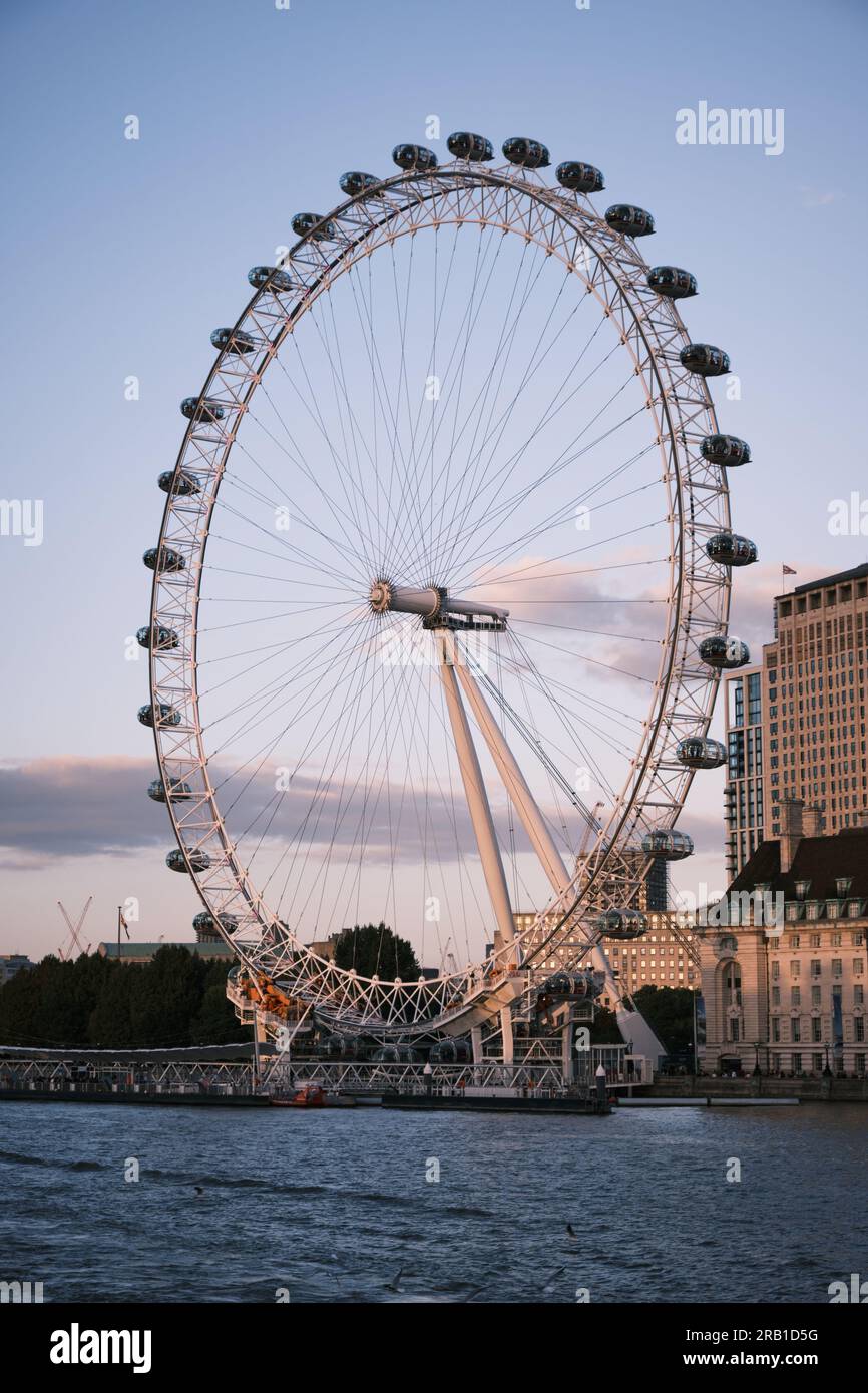 The London Eye on the South Bank of the Thames River, London, England ...