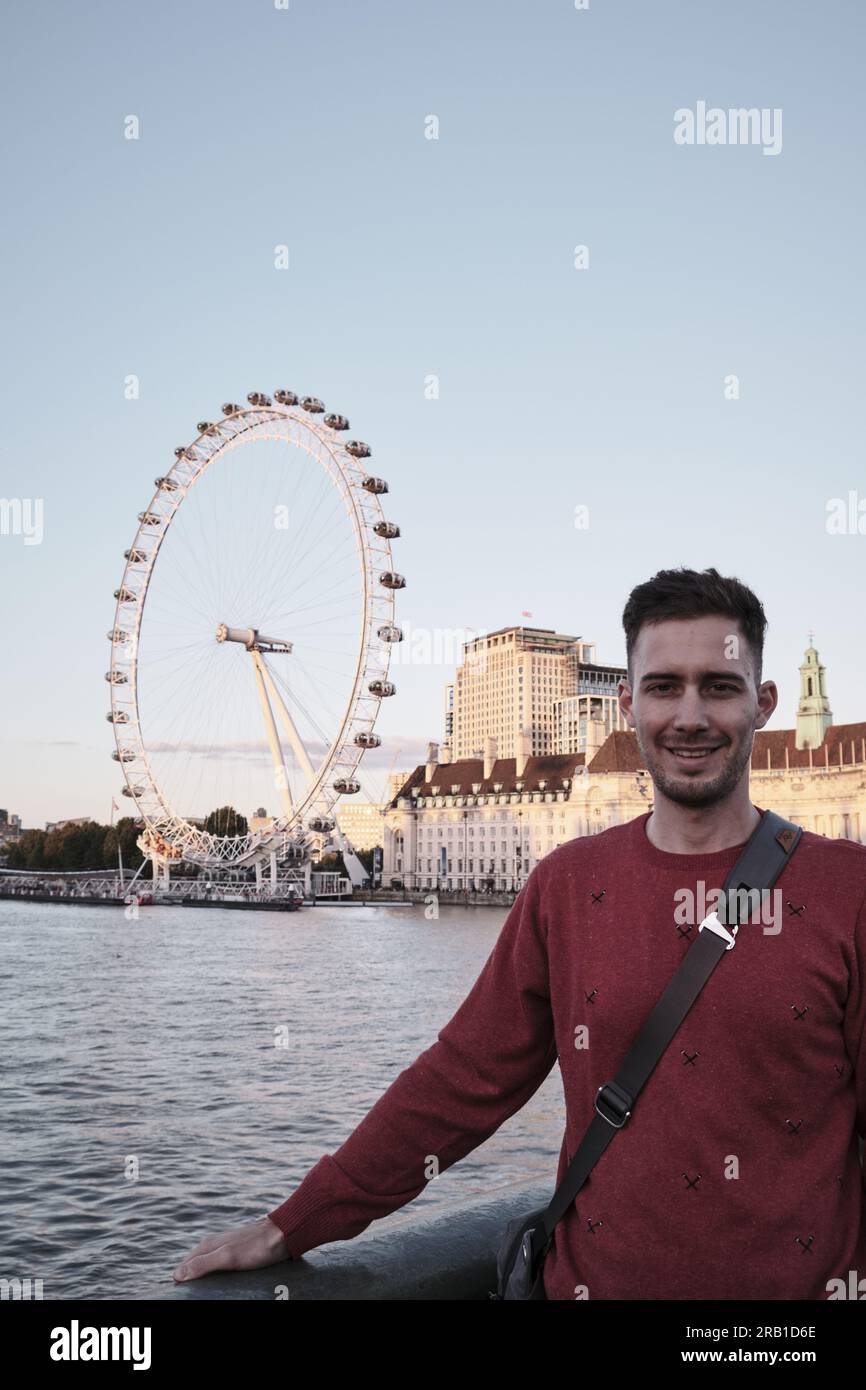 The London Eye on the South Bank of the Thames River, London, England ...