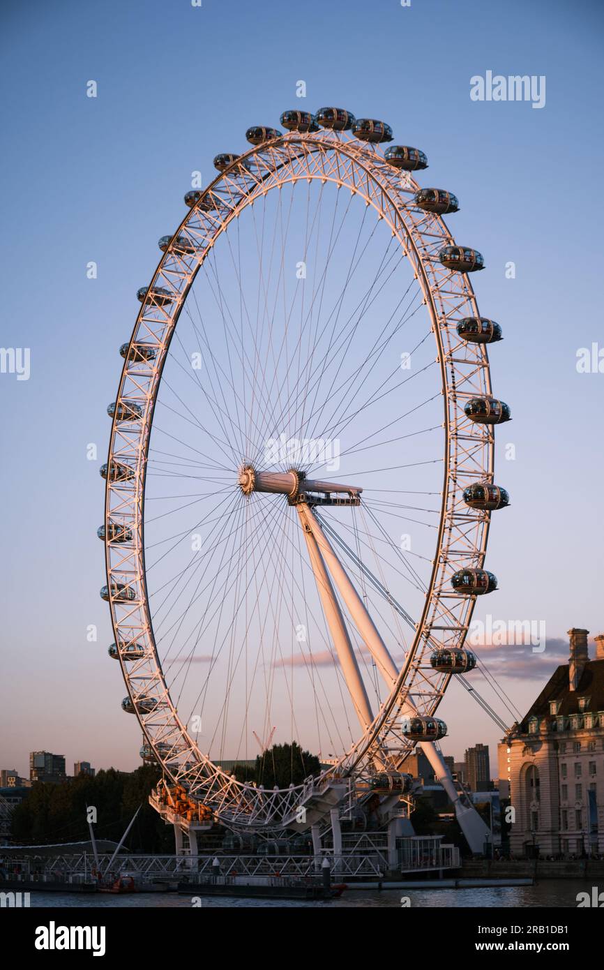 The London Eye on the South Bank of the Thames River, London, England ...