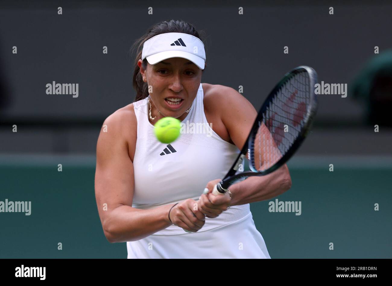Jessica Pegula in action against Cristina Bucsa (not pictured) on day four of the 2023 Wimbledon ...