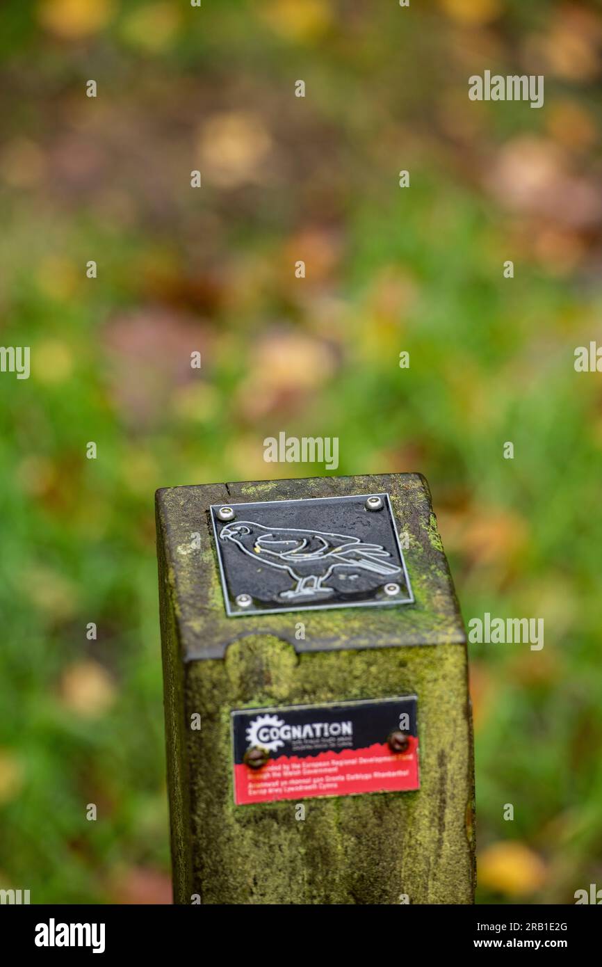 wooden way post, wood post in country park showing route, walking and ...