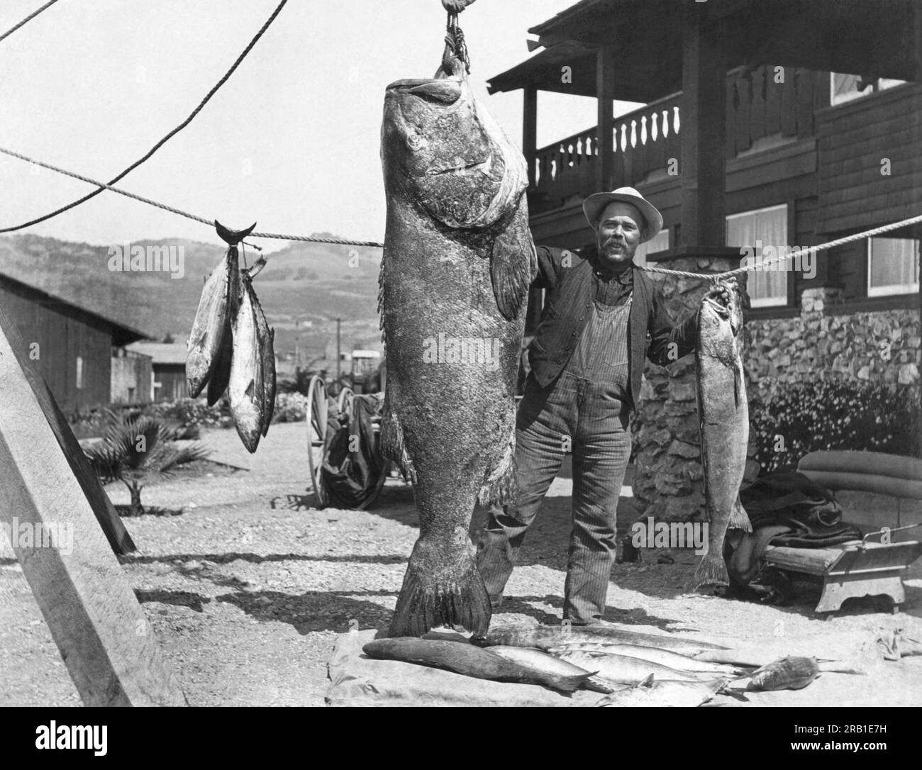 Pismo Beach, California: September, 1907 A man proudly stands with the ...