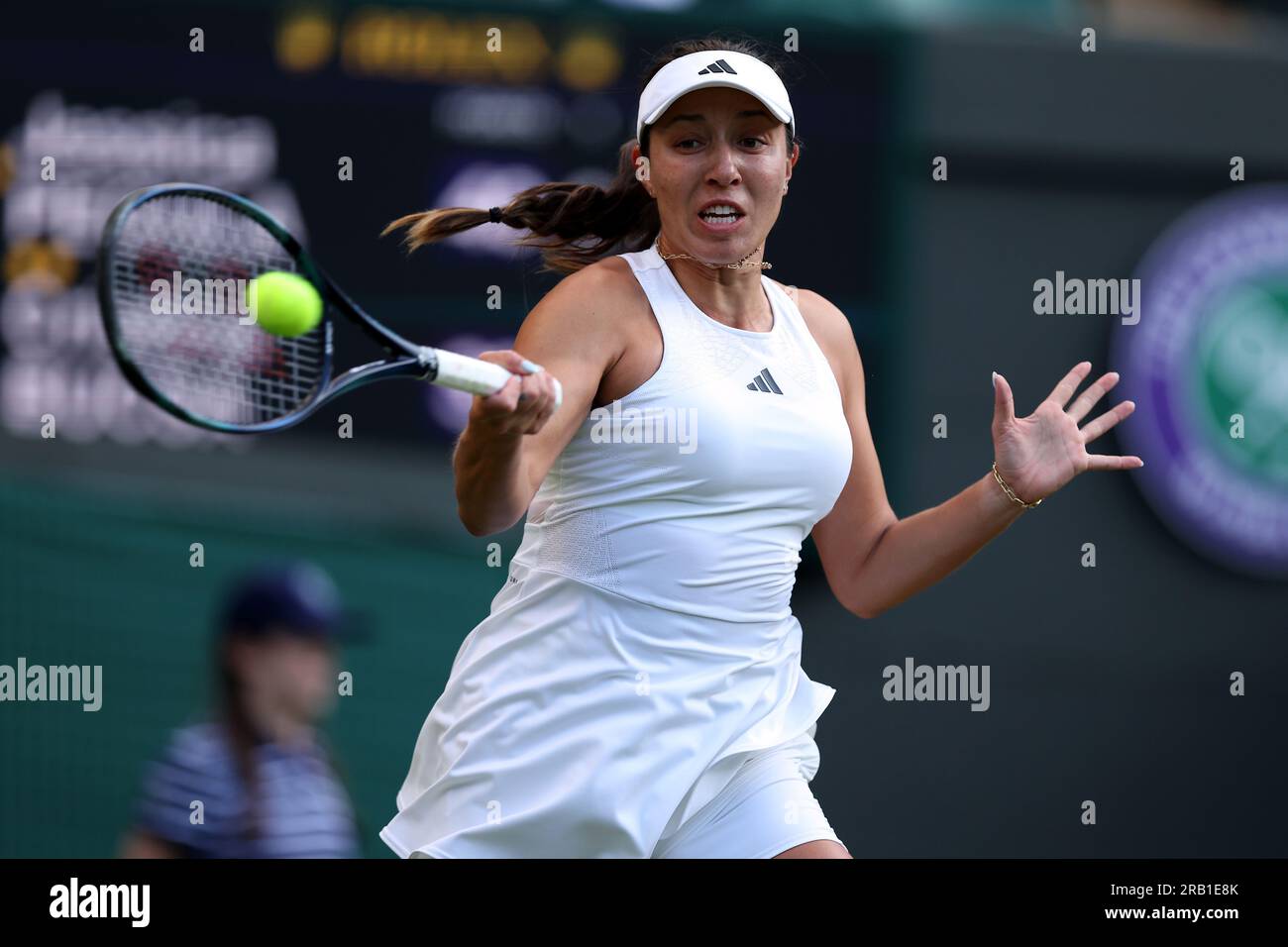 Jessica Pegula in action against Cristina Bucsa (not pictured) on day four of the 2023 Wimbledon ...