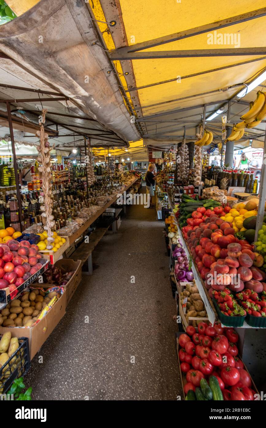fruit and vegetable market in trogir near split in croatia, fresh fruit ...