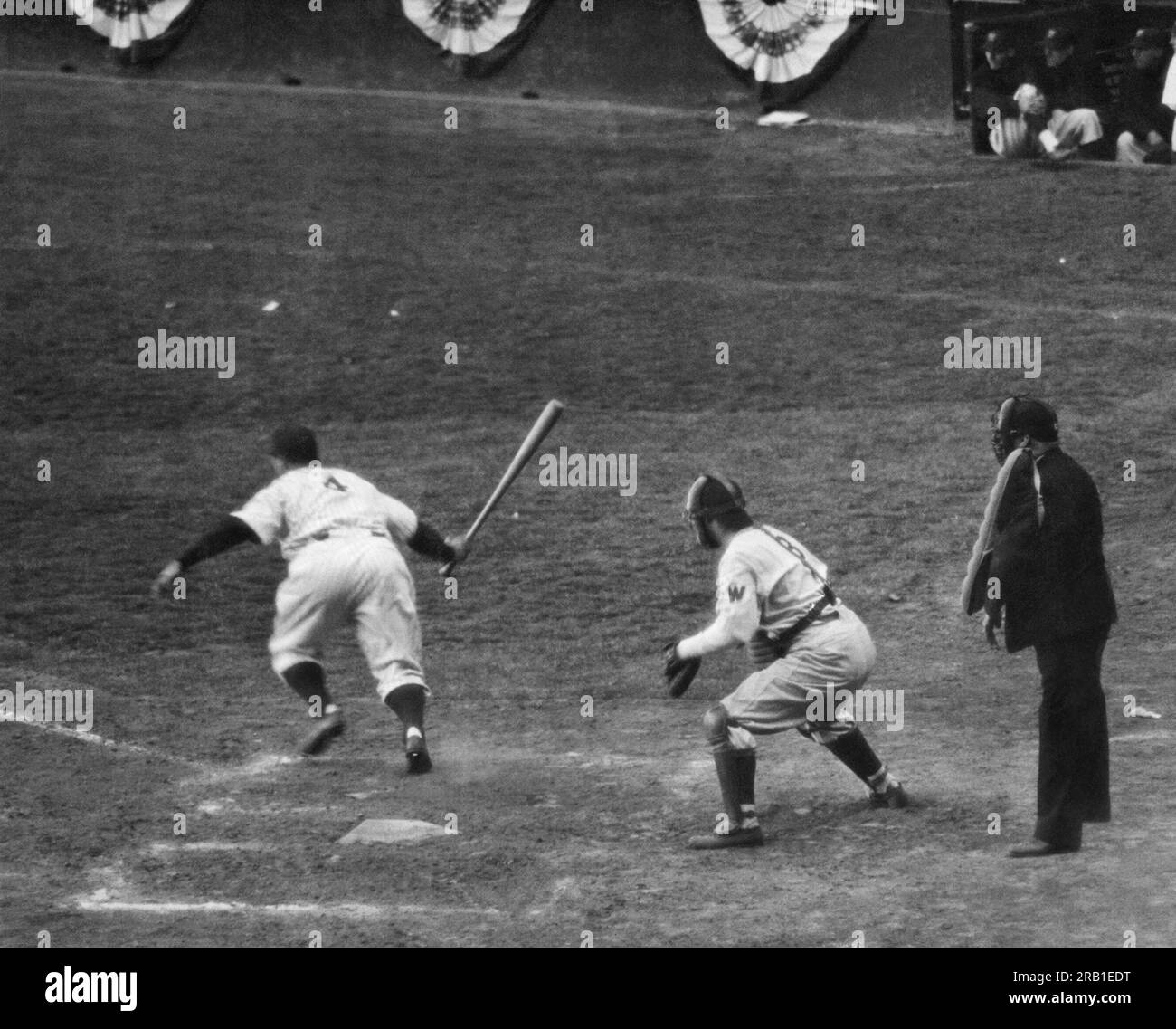 New York, New York: April 20, 1937 Lou Gehrig sprinting to first after ...