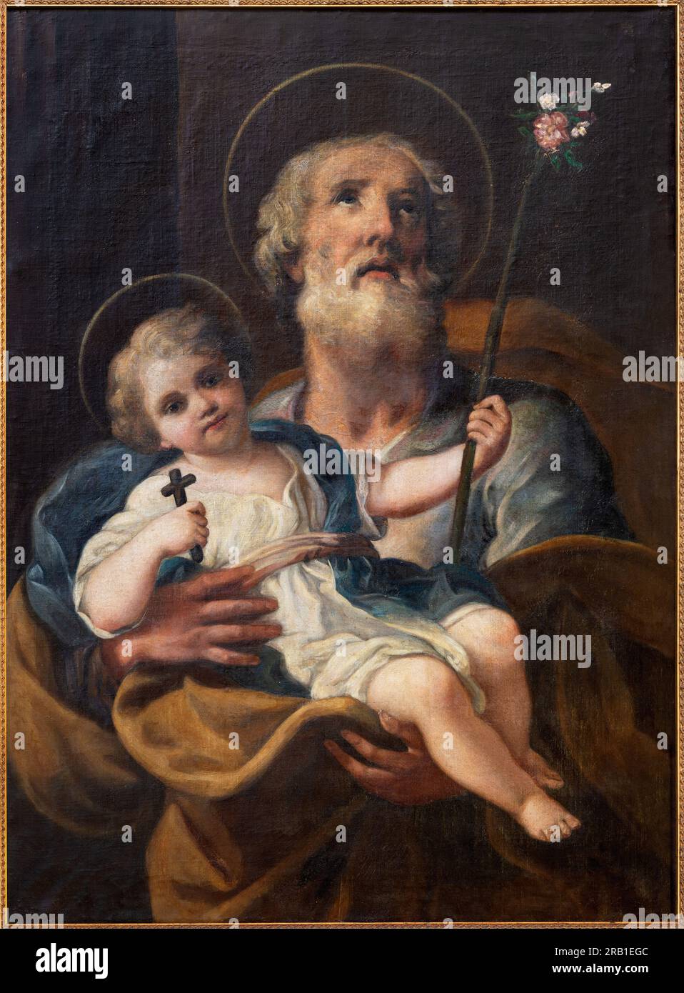 NAPLES, ITALY - APRIL 21, 2023: The painting of St. Josephe in the ...