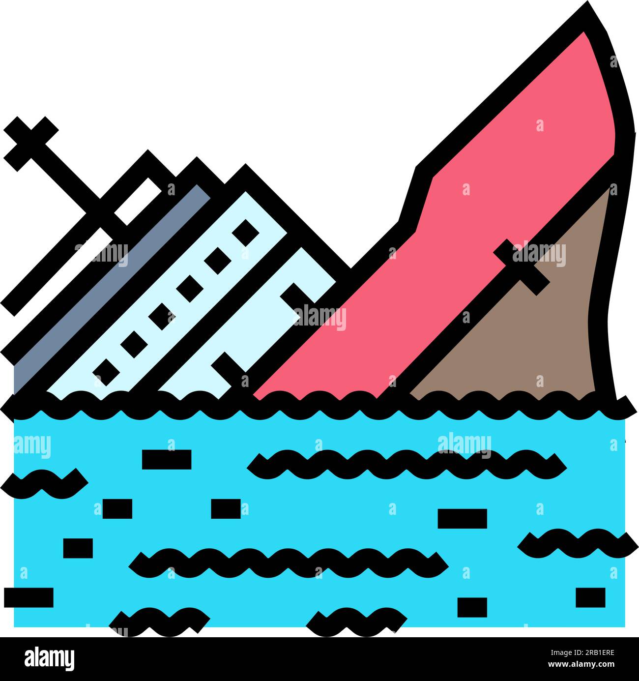 sinking ship sad mood color icon vector illustration Stock Vector Image ...