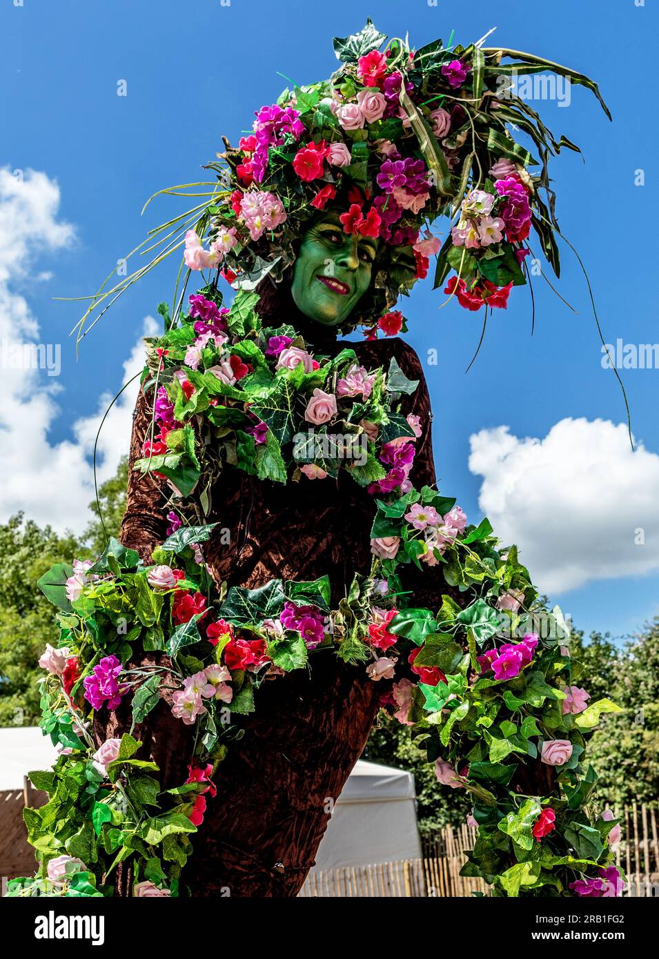 The Green Man Stilt Walker at Glastonbury Festival Pilton UK Stock ...