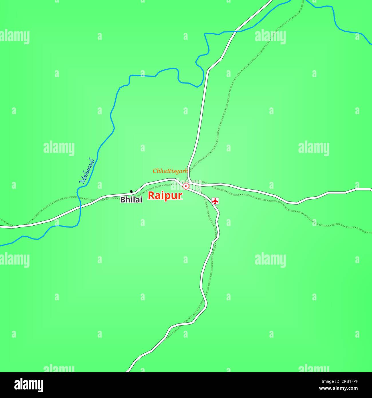 Map of Raipur City in India Stock Photo - Alamy