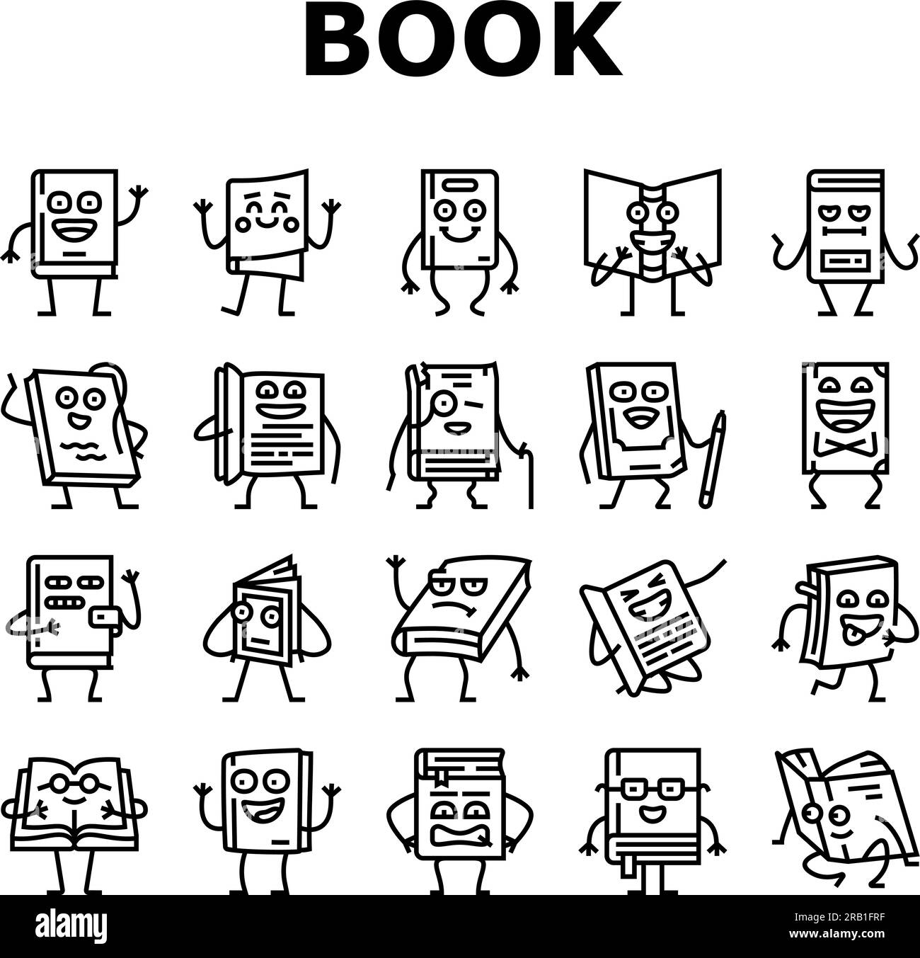 book character education library icons set vector Stock Vector Image ...