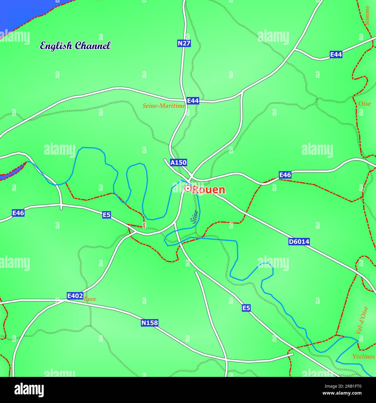 Map of Rouen City in France Stock Photo - Alamy