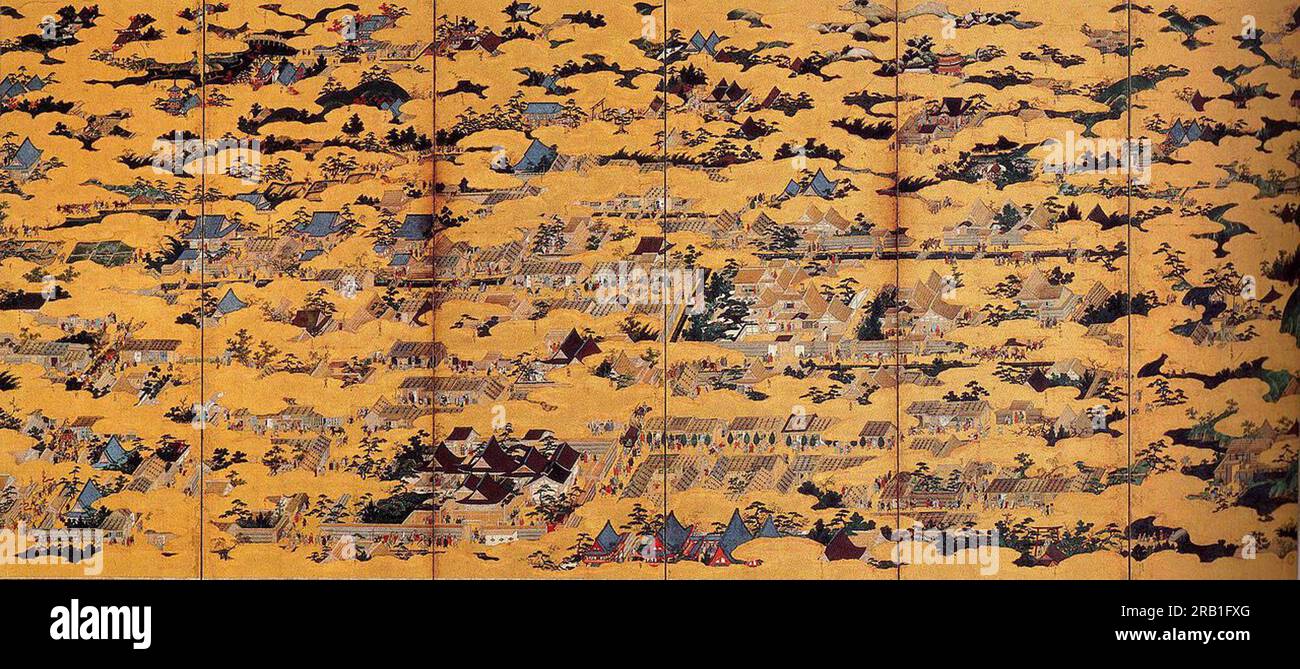 Views Inside and Outside the Capital, Kyoto (Left half) c.1561; Japan ...