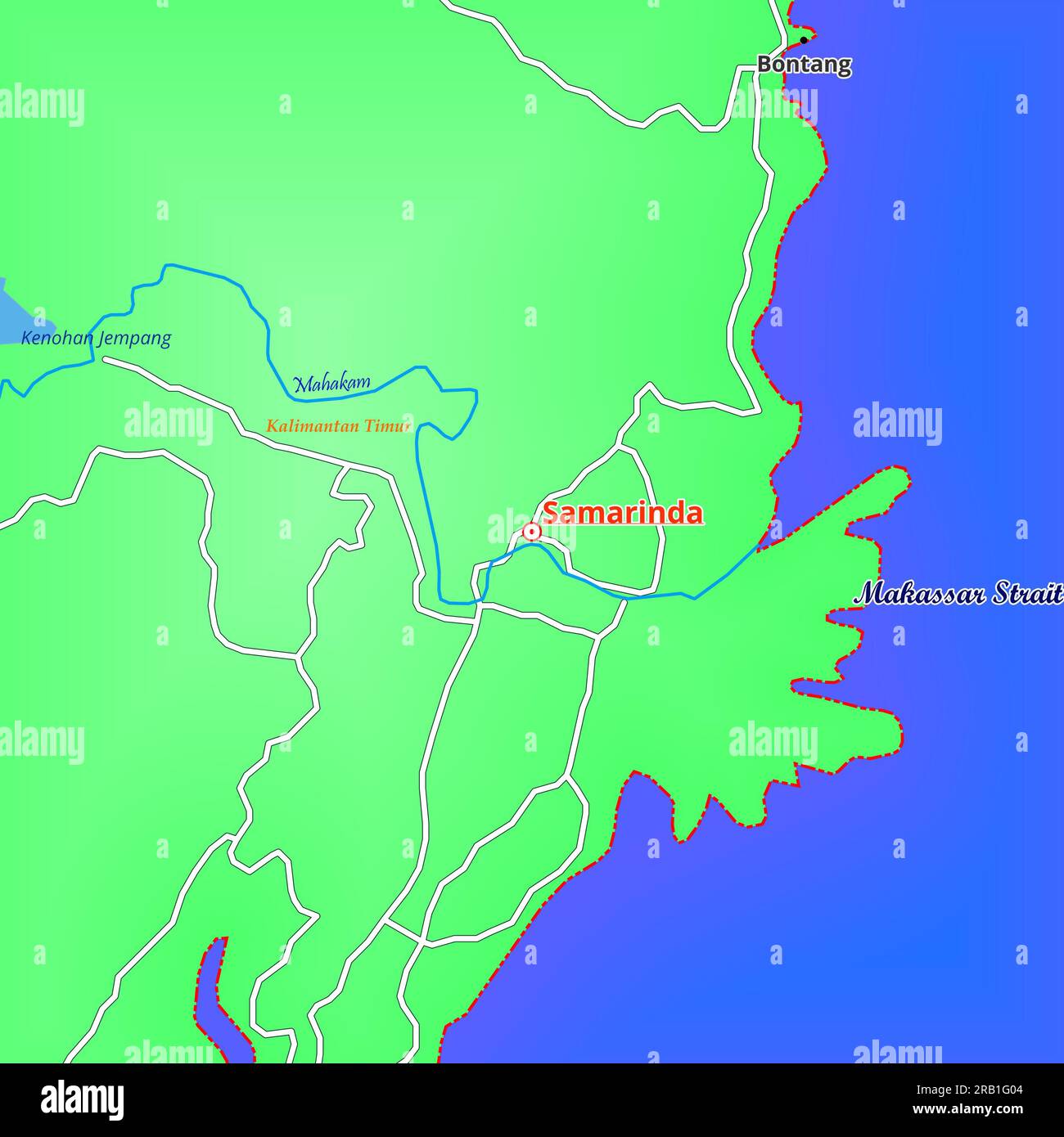 Map of Samarinda City in Indonesia Stock Photo - Alamy