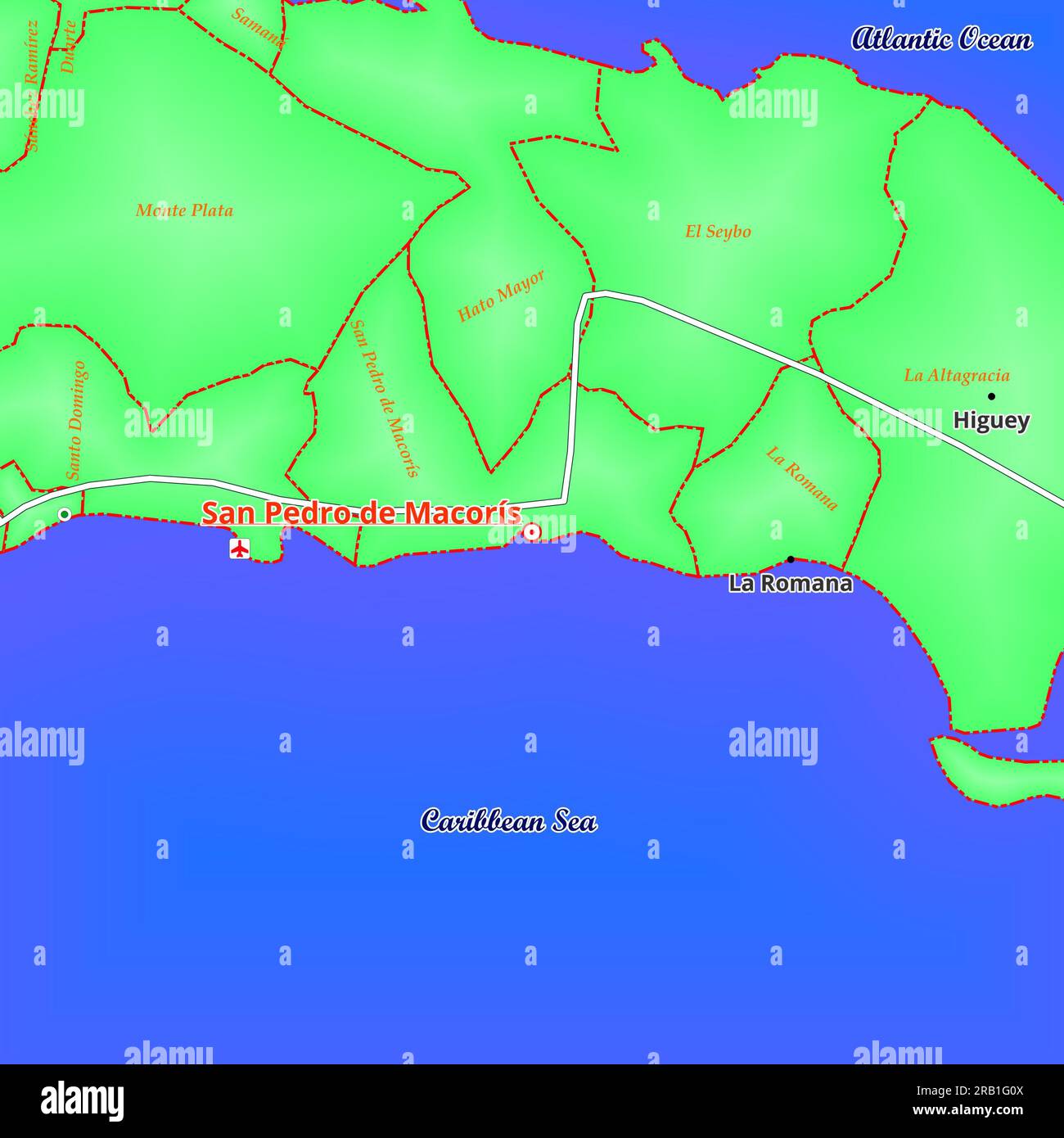 Map of San Pedro de Macorís City in Dominican Republic Stock Photo - Alamy