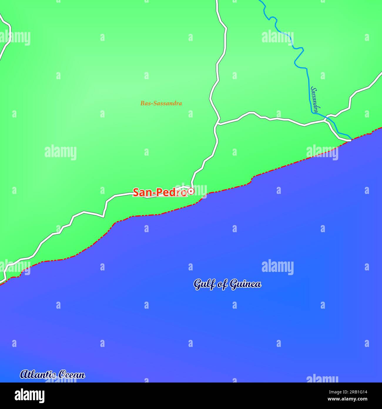 Map of San-Pedro City in Ivory Coast Stock Photo - Alamy