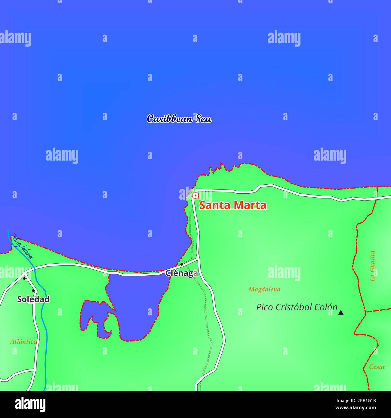 Map of Santa Marta City in Colombia Stock Photo - Alamy