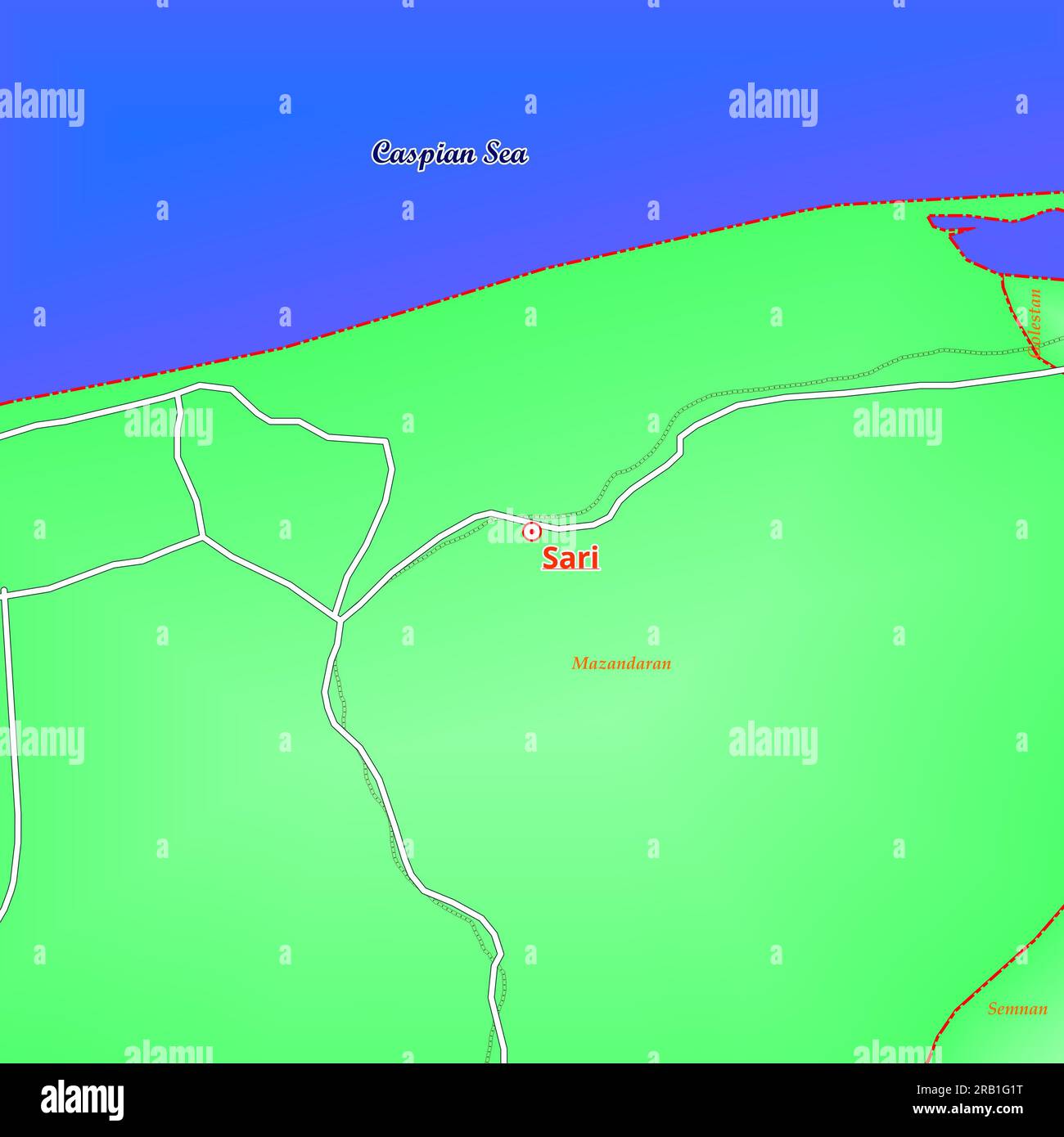 Map of Sari City in Iran Stock Photo - Alamy