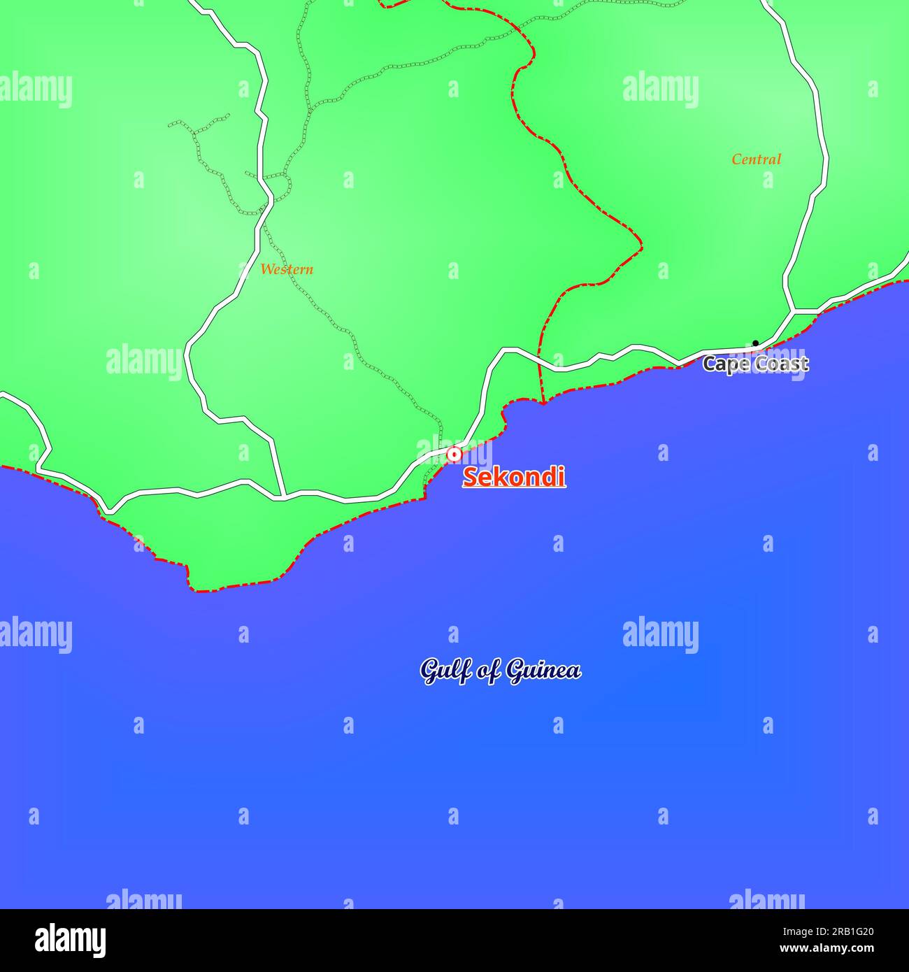Map of Sekondi City in Ghana Stock Photo - Alamy