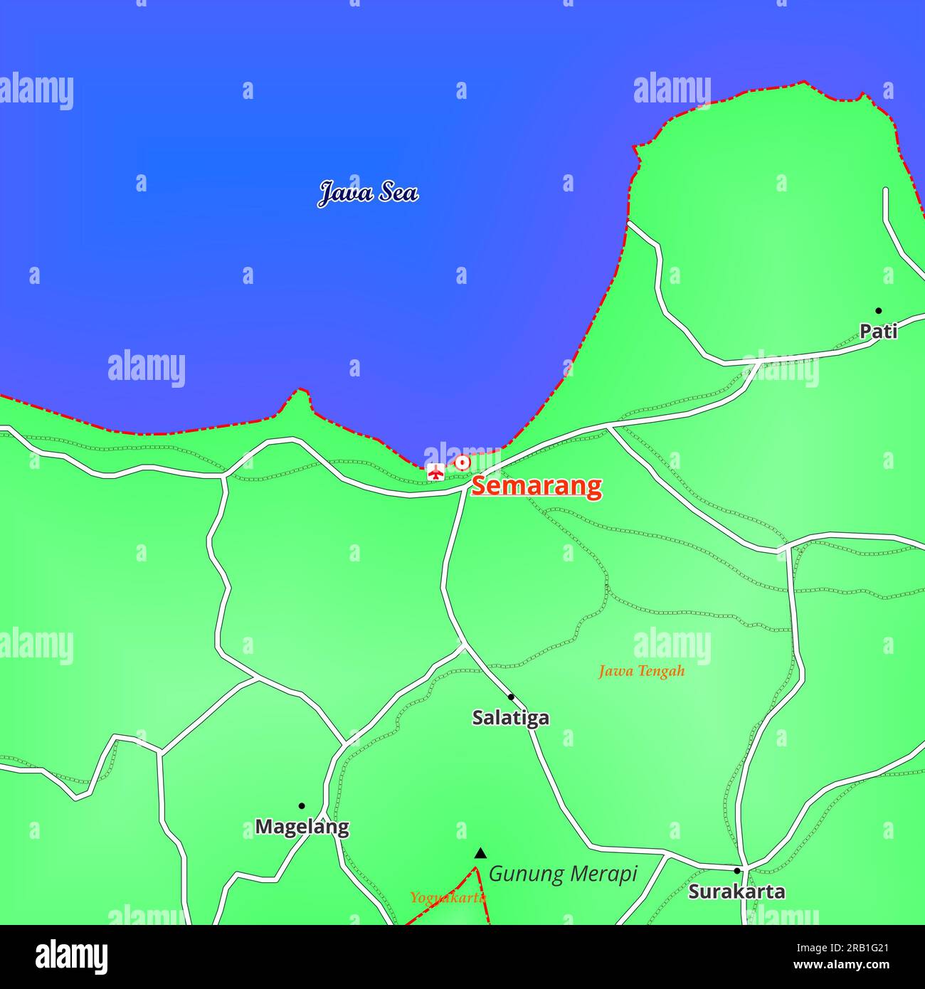 Map of Semarang City in Indonesia Stock Photo - Alamy