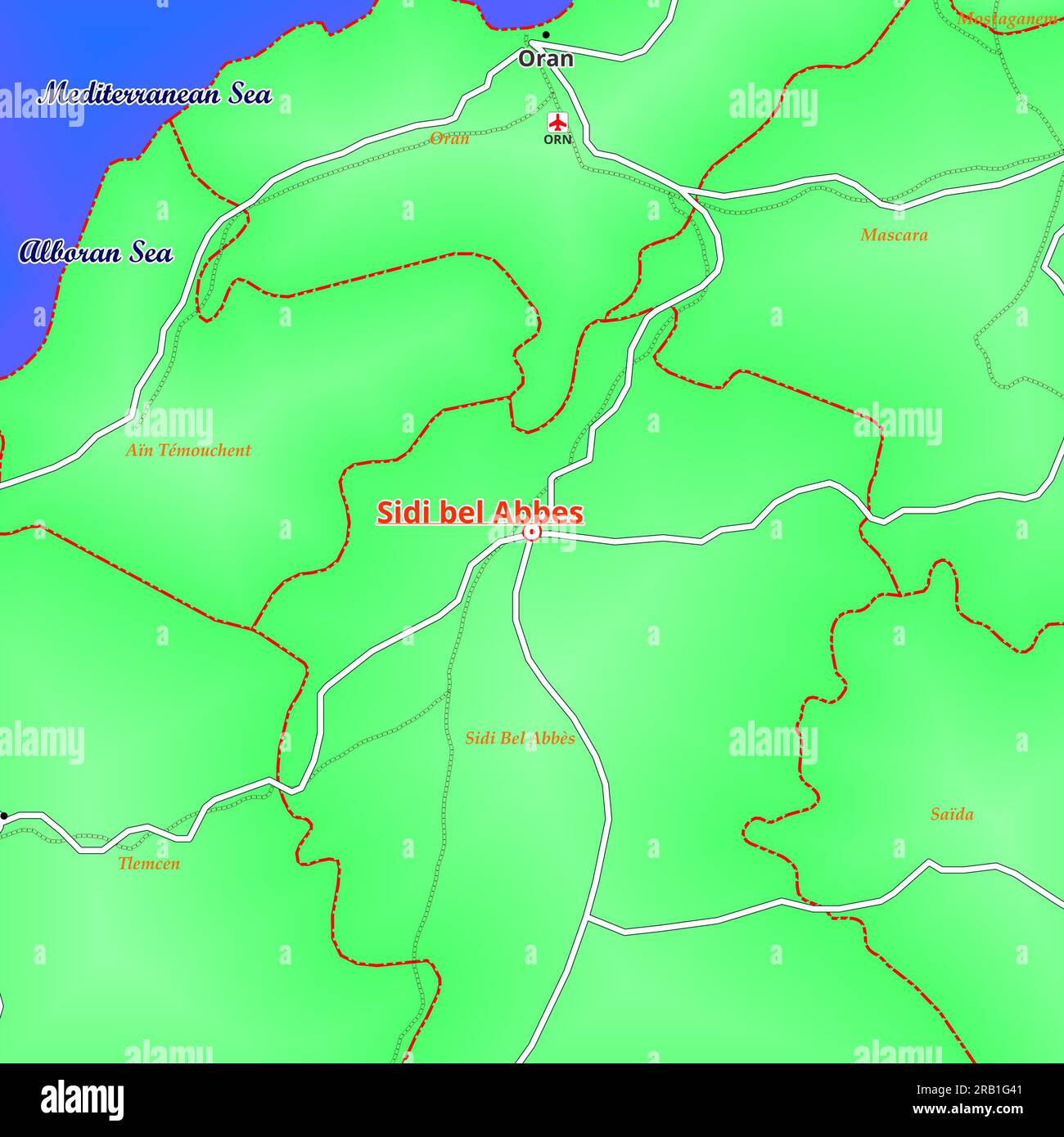 Map of Sidi bel Abbes City in Algeria Stock Photo - Alamy