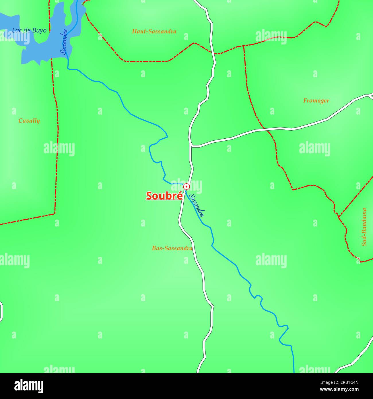 Map of Soubré City in Ivory Coast Stock Photo - Alamy