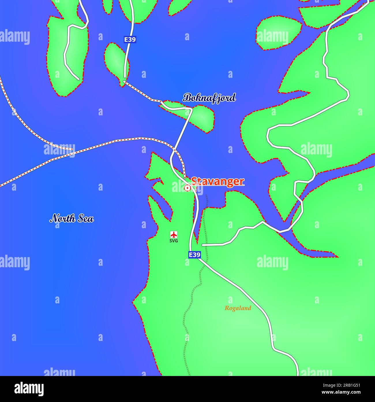 Map of Stavanger City in Norway Stock Photo - Alamy