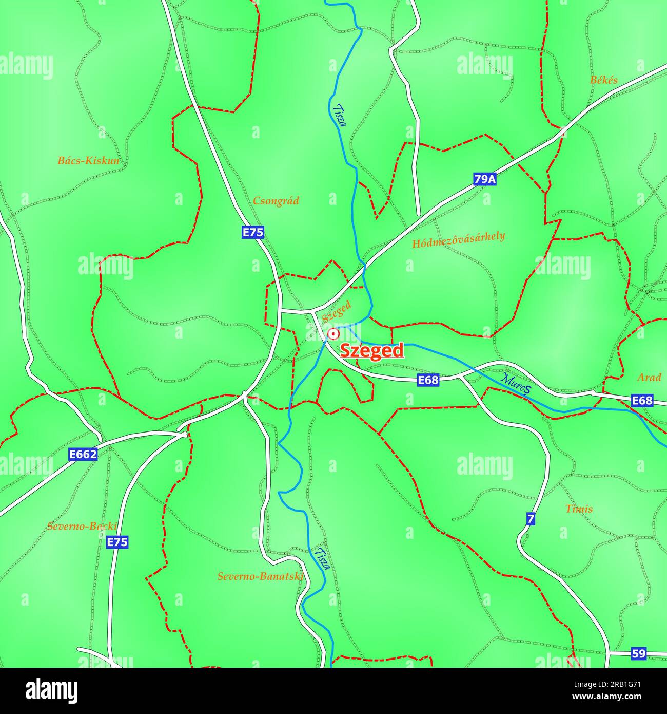 Map of Szeged City in Hungary Stock Photo - Alamy