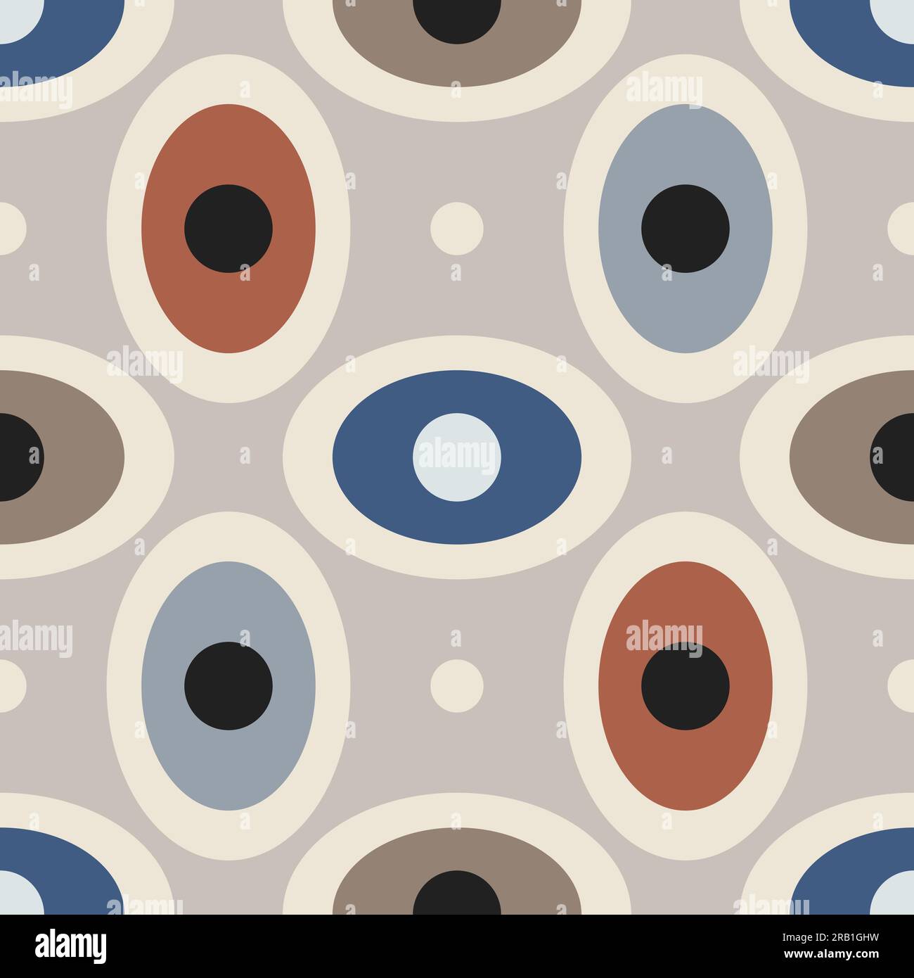 Mid-century modern seamless pattern, simple minimal geometric oval ...