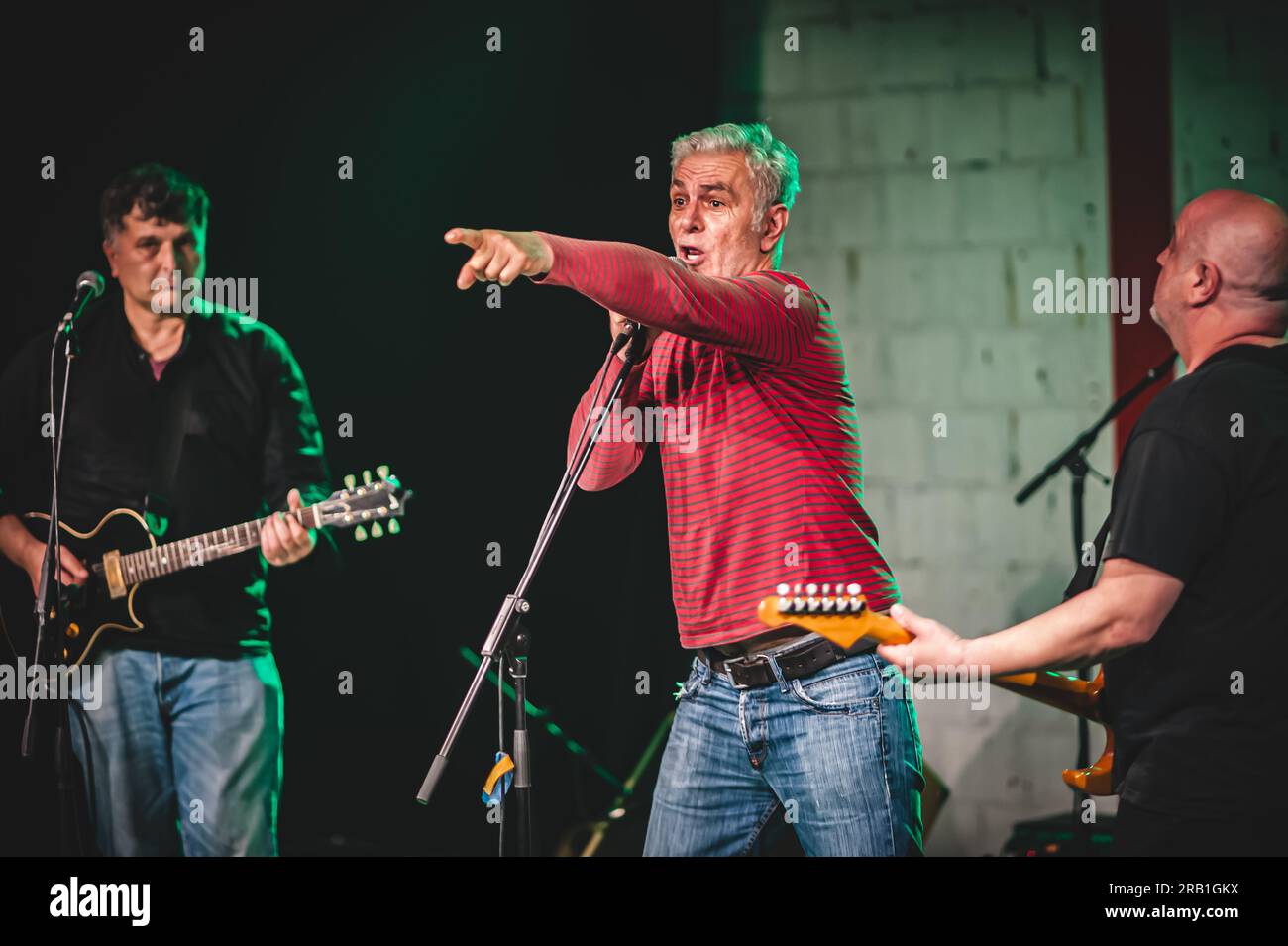 Singer artist performer close-up portrait during live performance on a ...